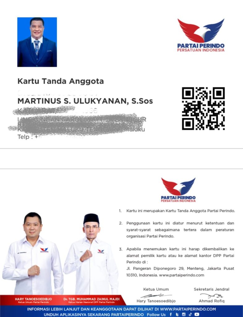 MSU Resmi Menjadi Anggota Perindo Dengan Mendapatkan KTA Partai Perindo ...